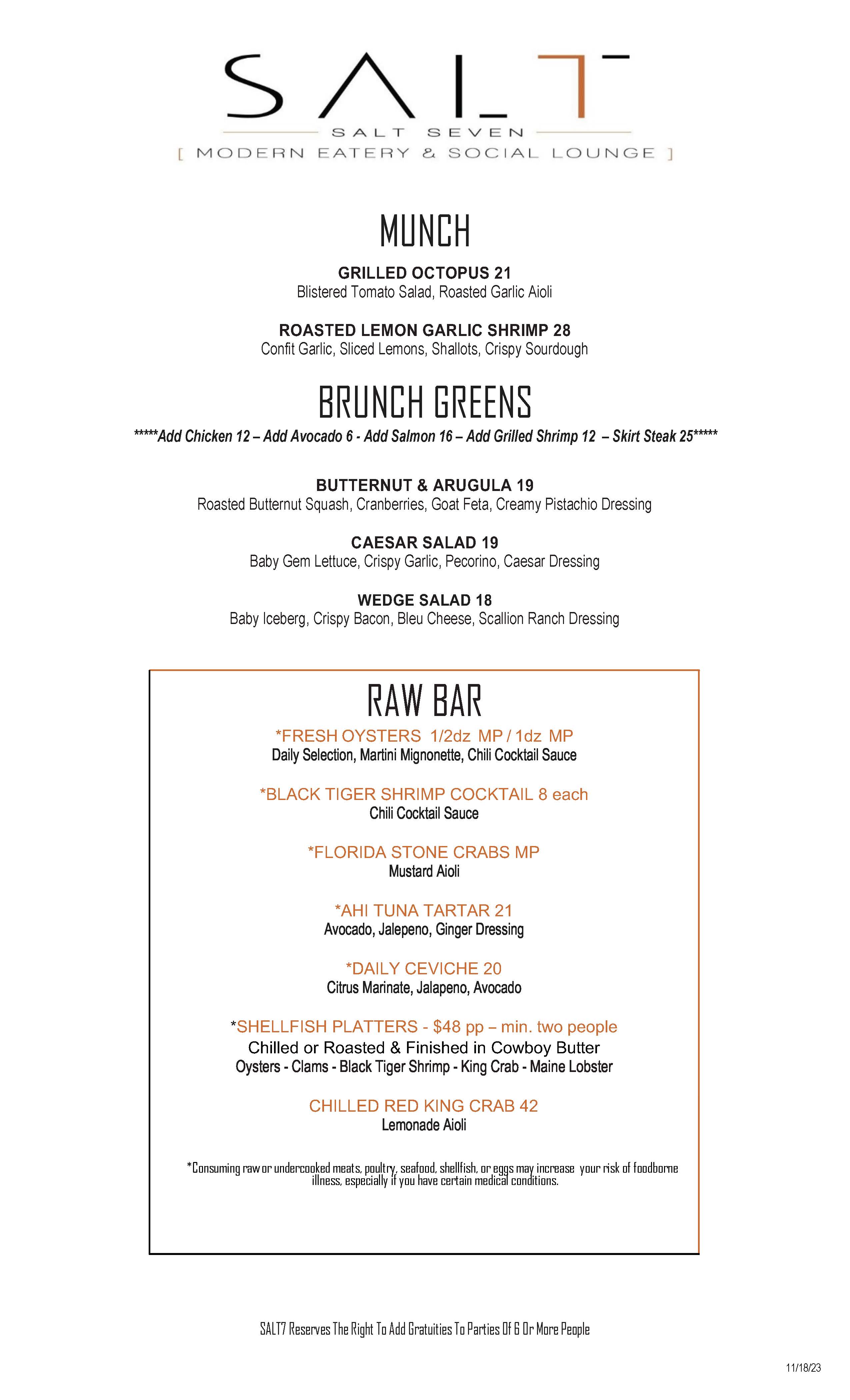Brunch Menu - SALT7 Fort Lauderdale | Modern American Fine Dining and ...